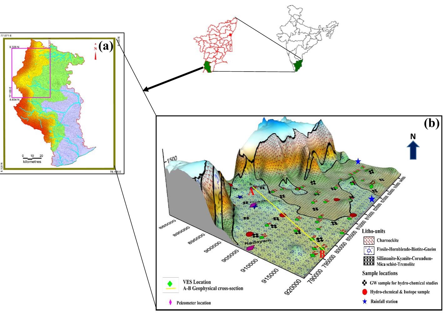 Index map of the study area. a elevation map of the study