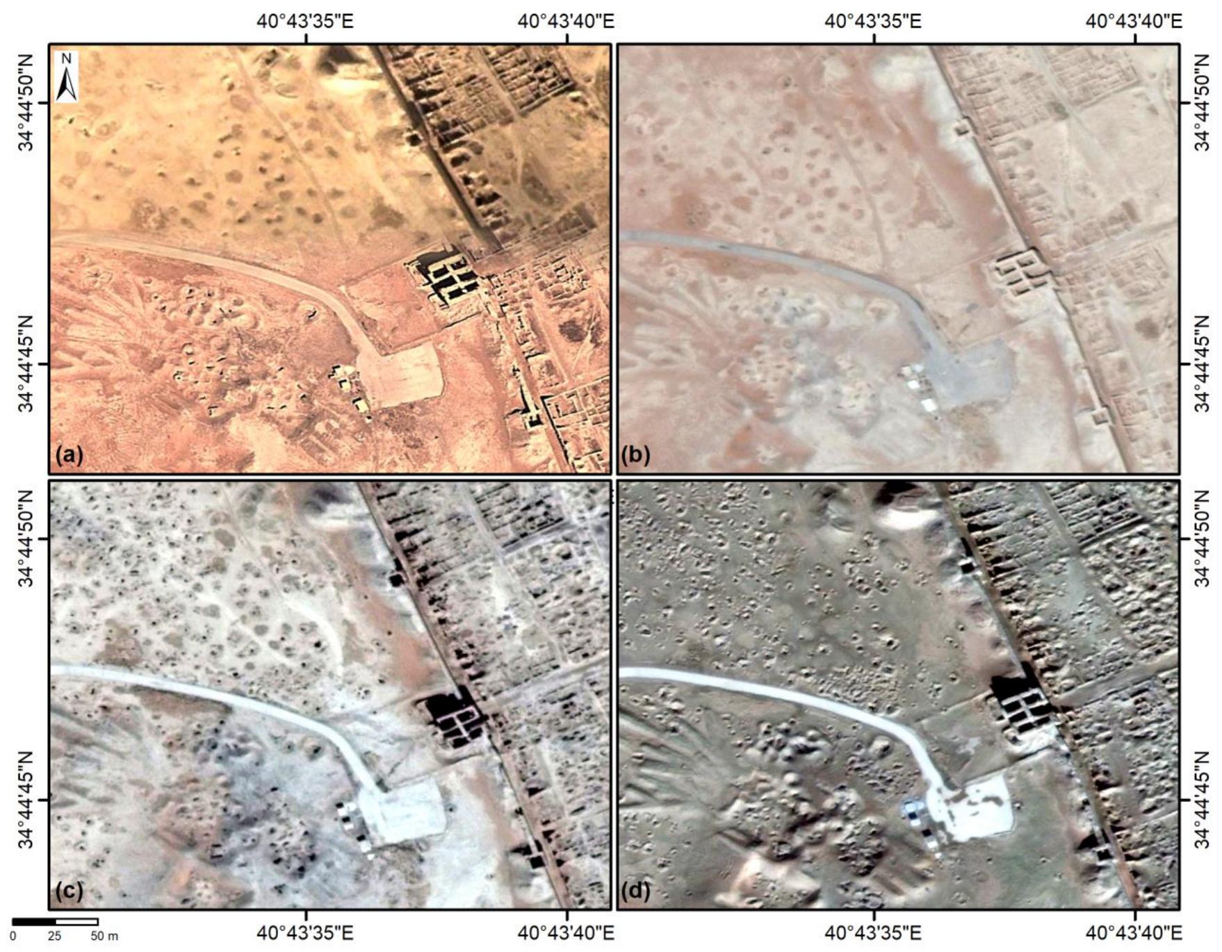 Multi-temporal comparison of (a) quickbird (12 december