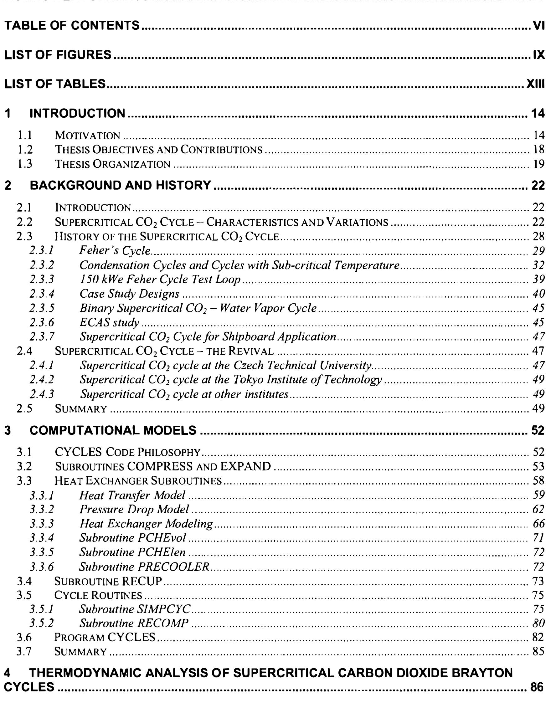 Table 1 - A Supercritical Carbon Dioxide Cycle for Next