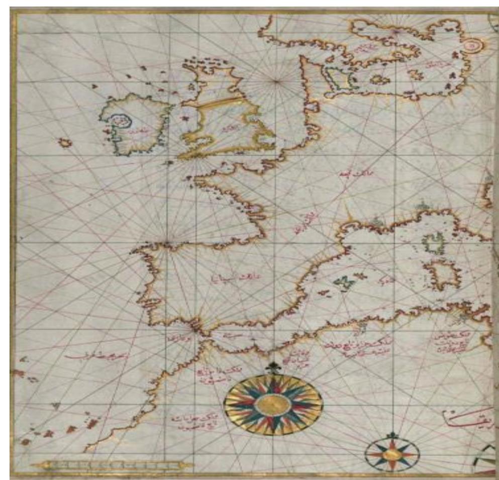 The map of europe from piri reis, “kitab-1 bahriye” second