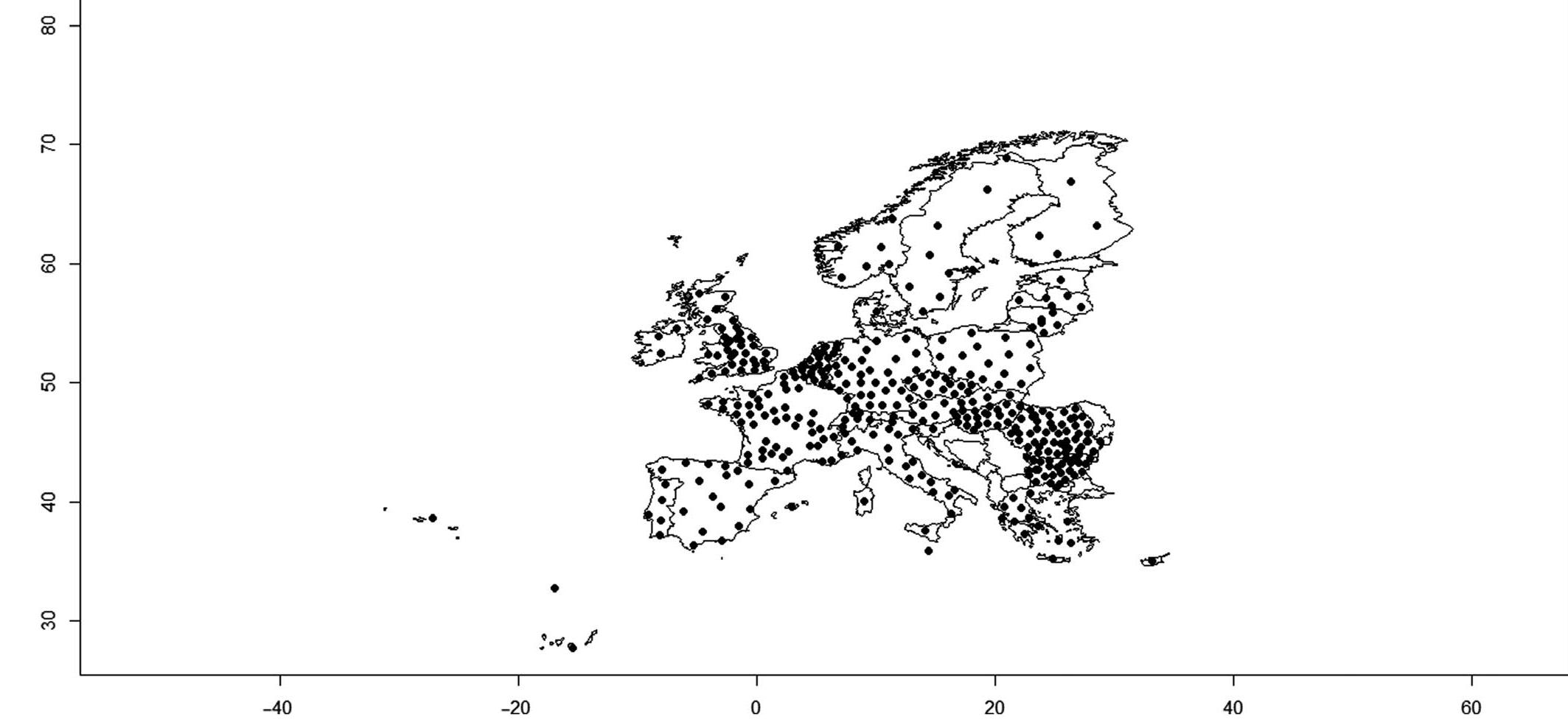 Map of the location of nuts regions used for spatial