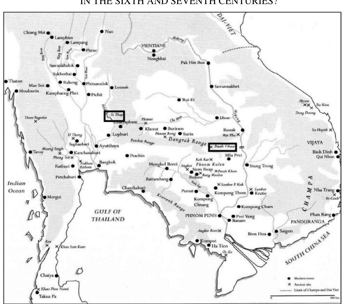The map 1: the ancient khmer sites with the si thep and