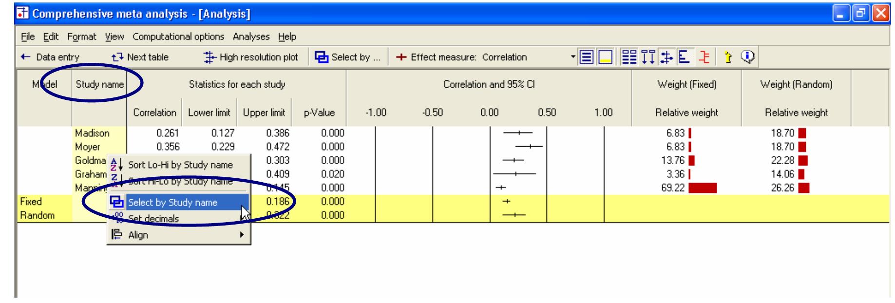 The program opens a dialog box with the names of all