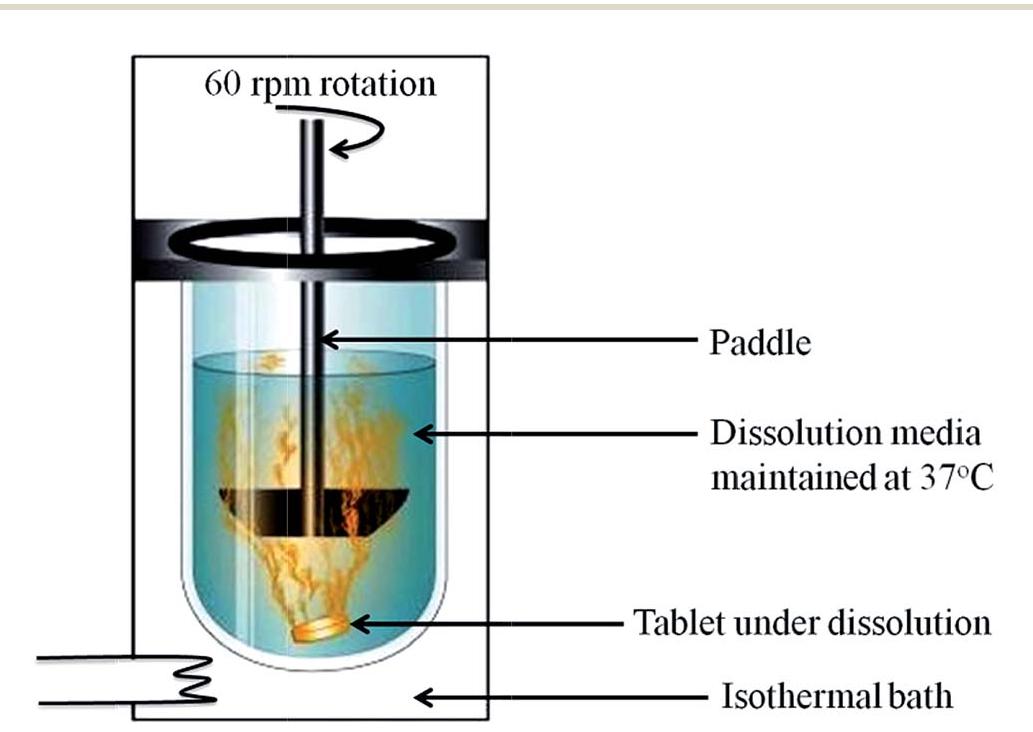 Schematic diagram of a drug dissolution test apparatus