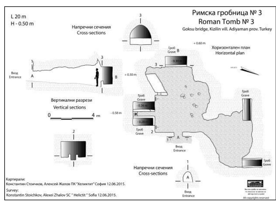 Plan of the roman tomb no3 the next tomb is semi-artificial