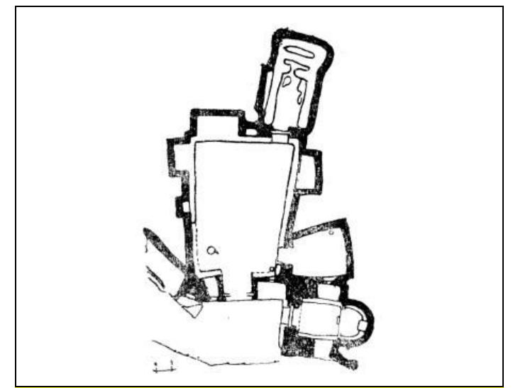 Plan of the cave cell with prayer room of the vardzia