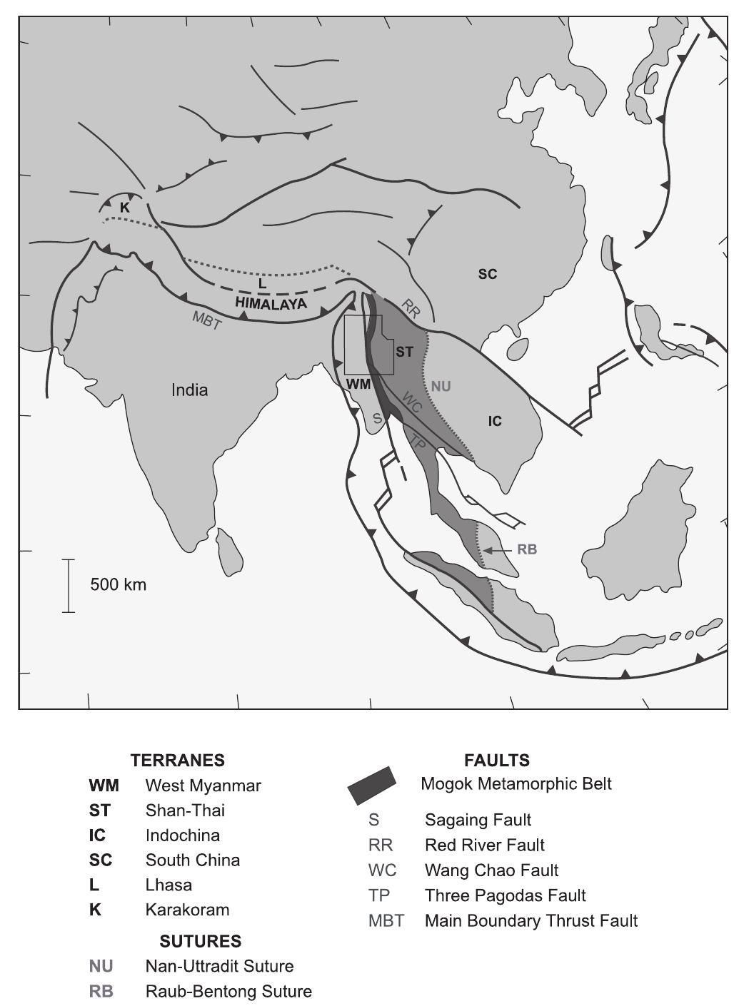 Schematic tectonic map of eastern asia showing major