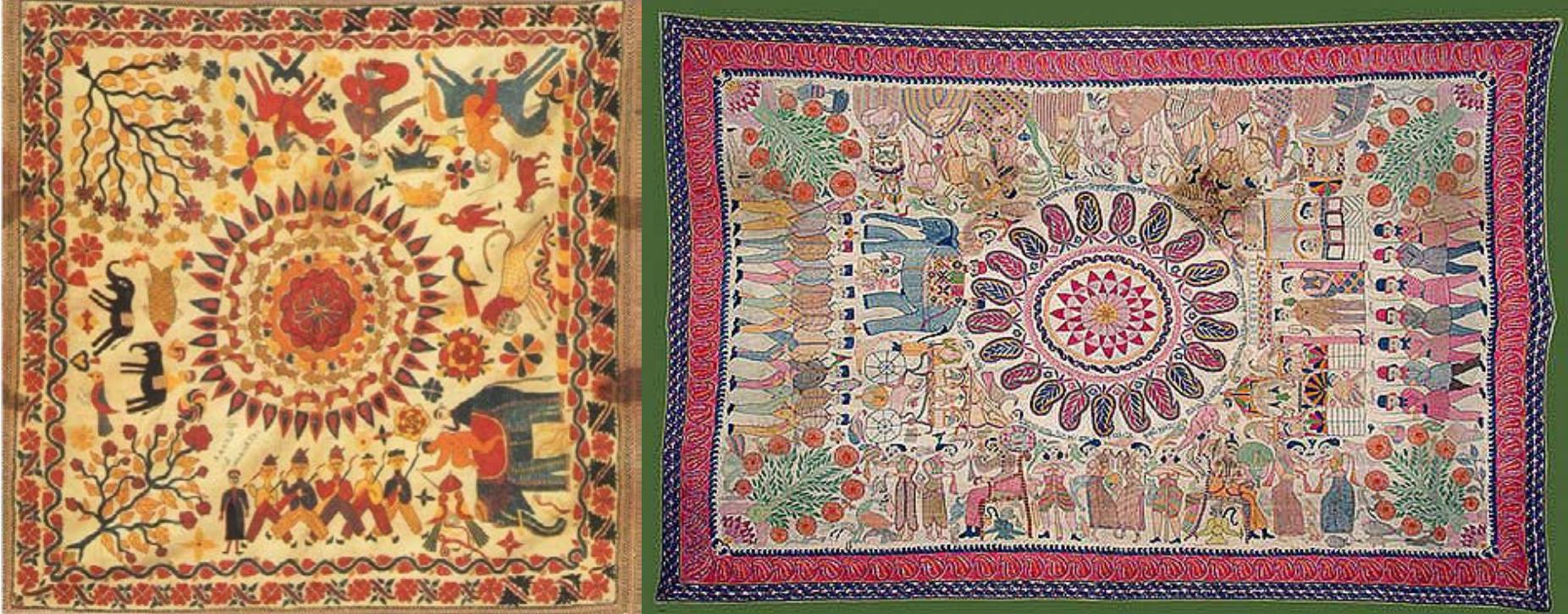 (left) - rumal kantha from 18" or 19" century kept at the