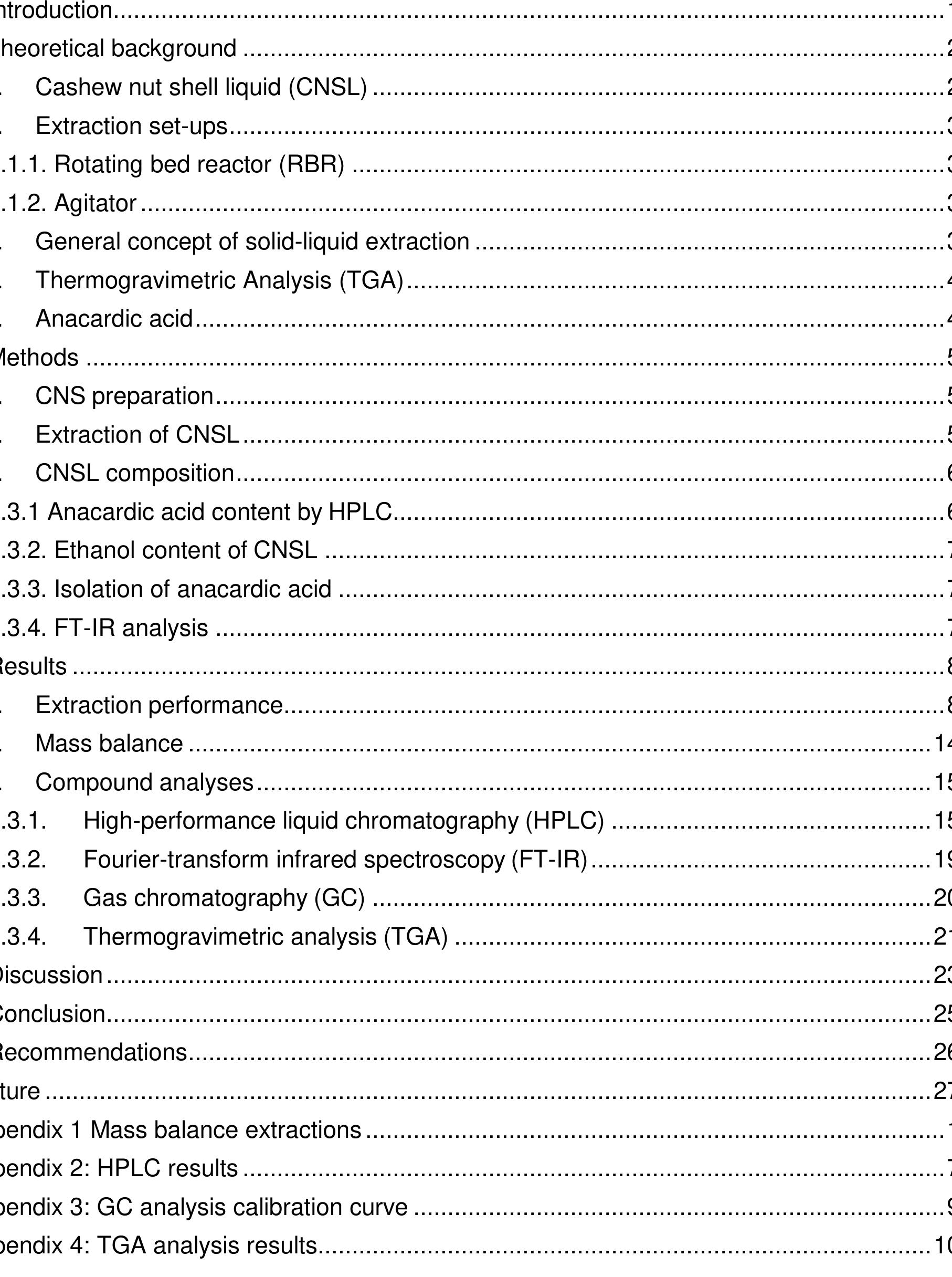 Table 1 - from Determining Optimal Cashew nut shell liquid