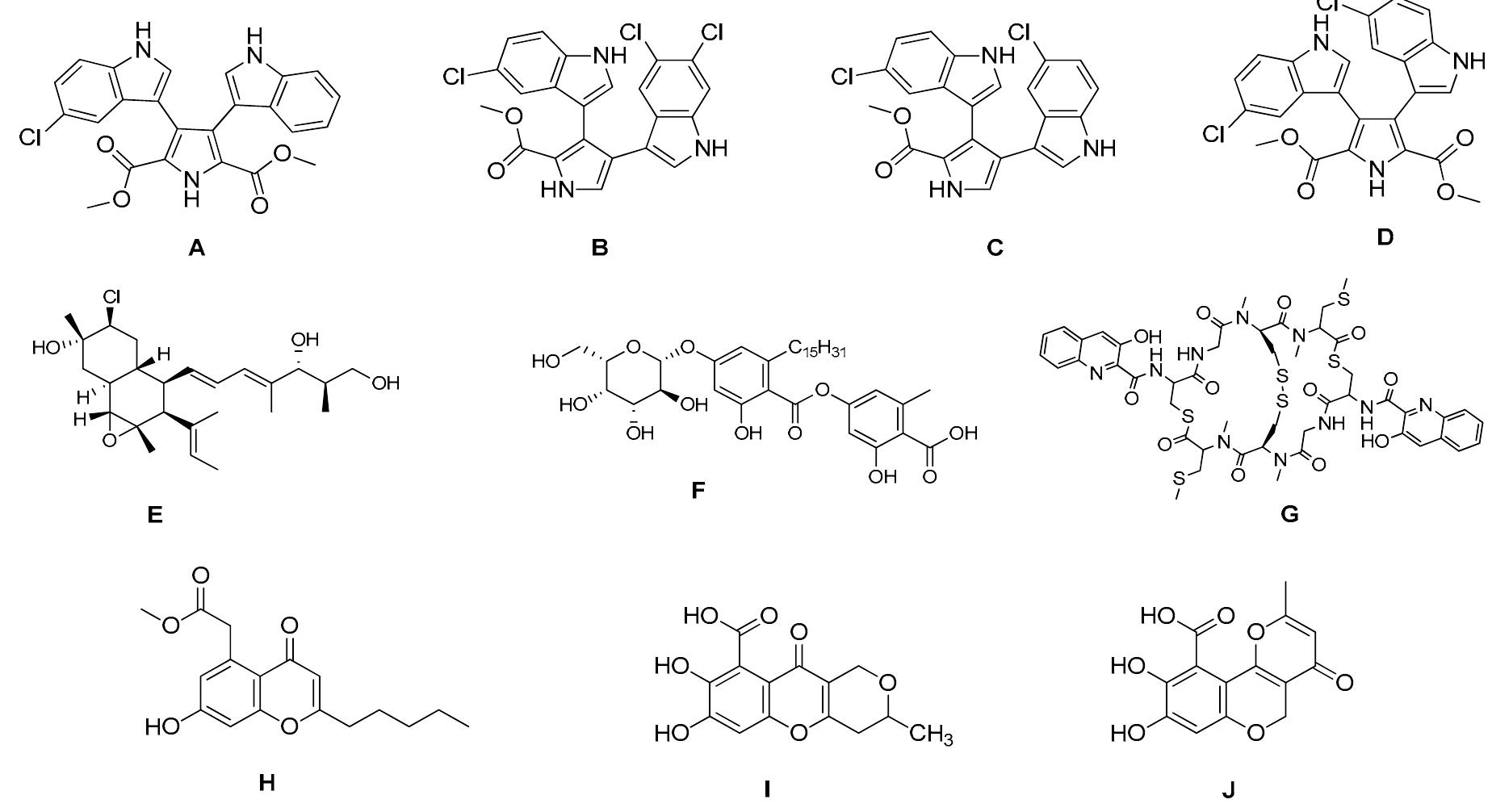 Chemical structure of marine natural compounds isolated from