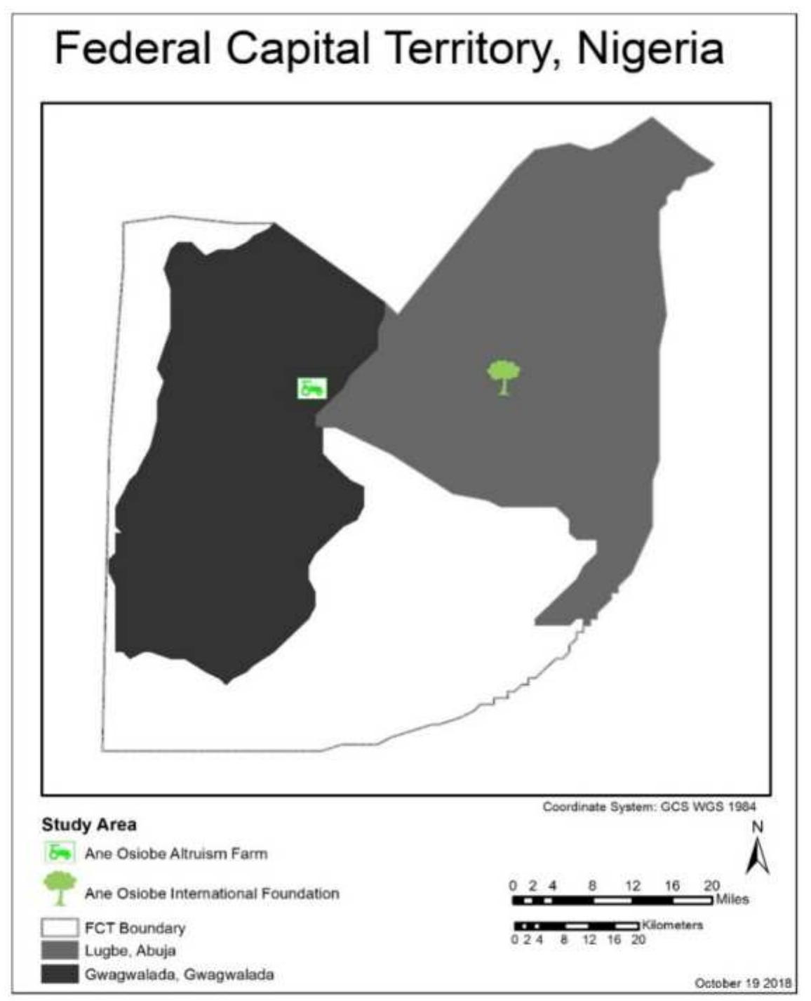 Map of the fct, nigeria six administrative units divide the