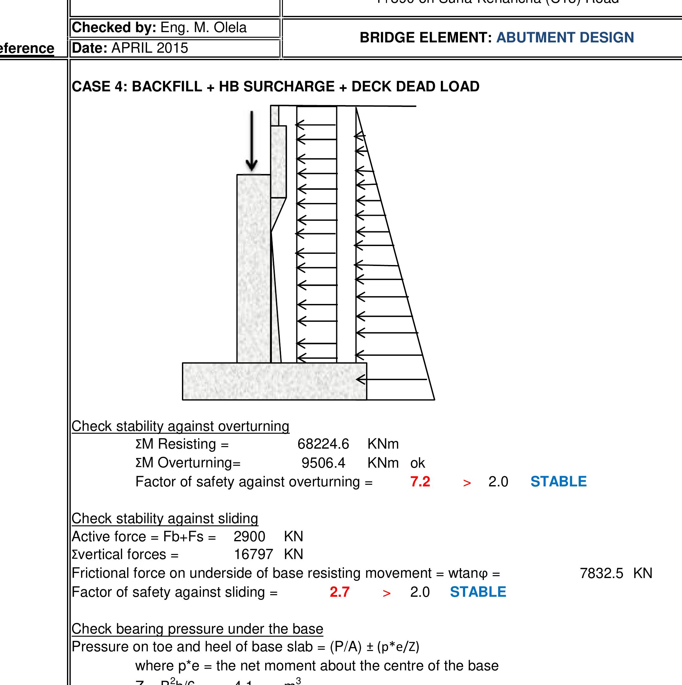 Figure 24 - Reinforced Concrete Bridge Design Calculations