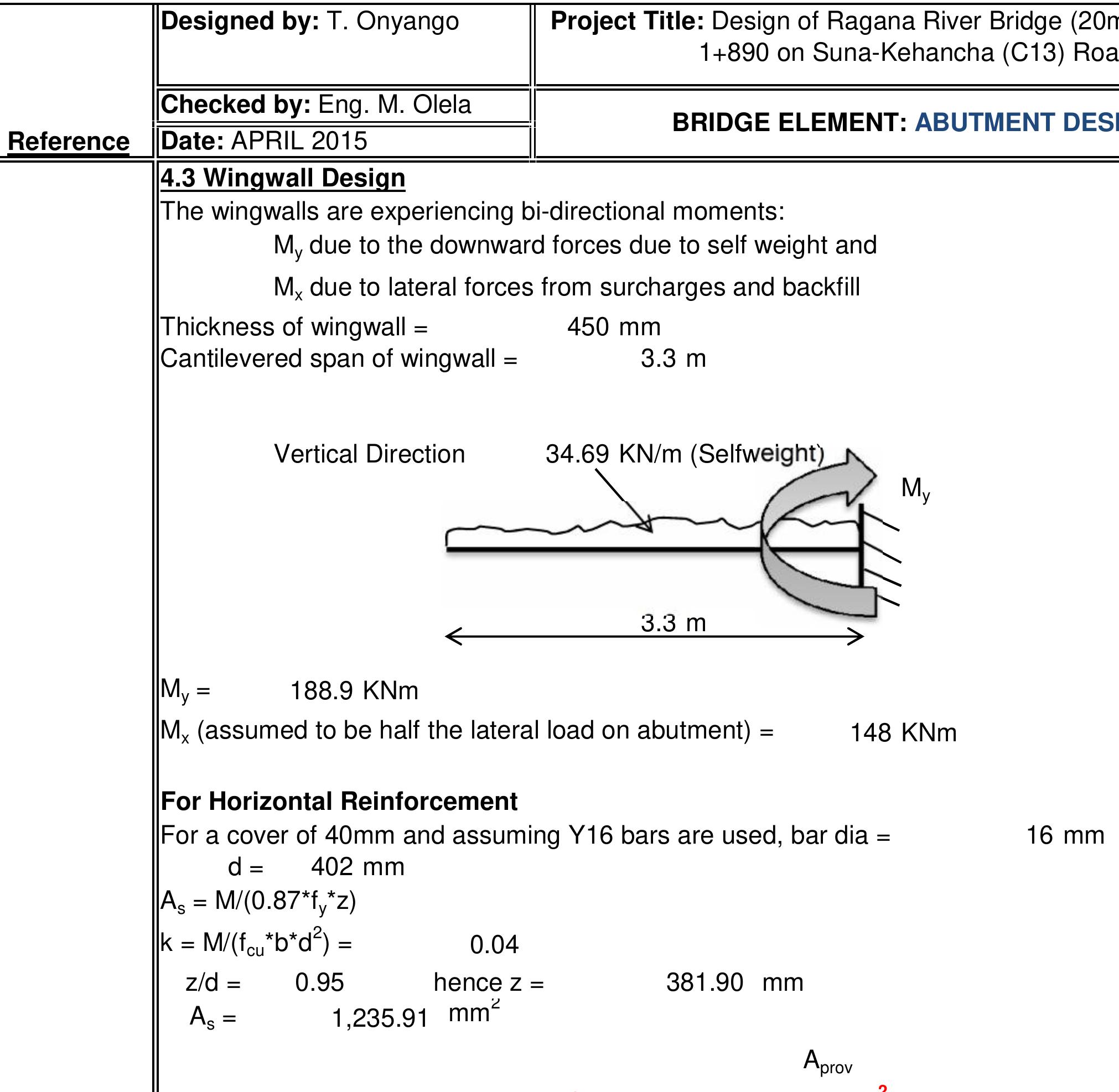 Figure 28 - Reinforced Concrete Bridge Design Calculations