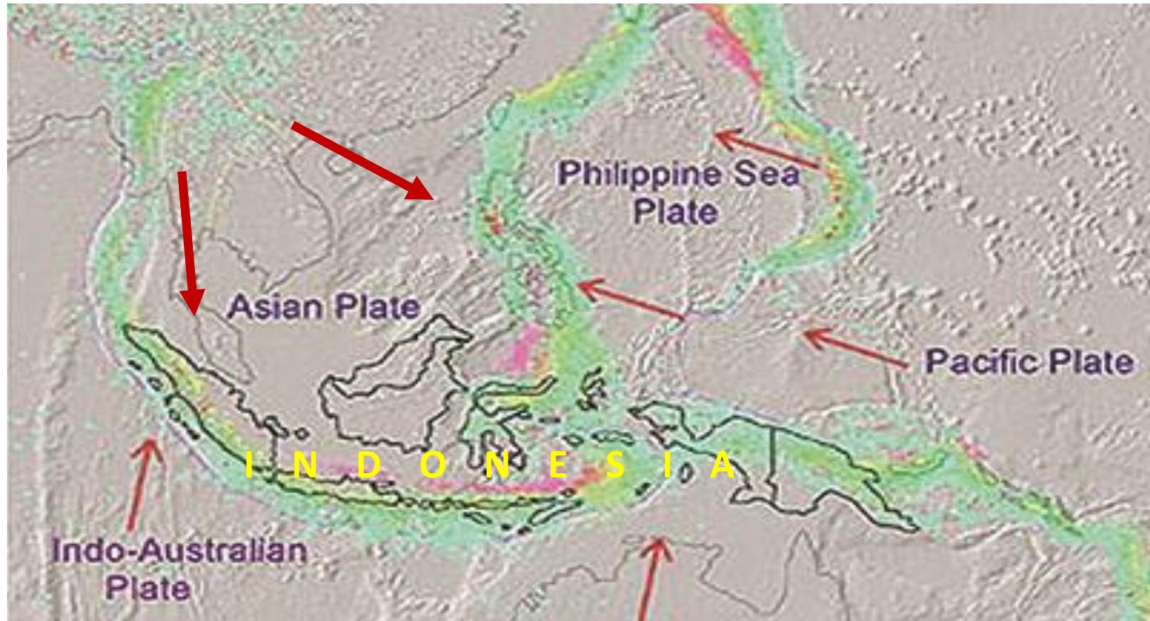 The map of tectonic plates and their motion of indonesia
