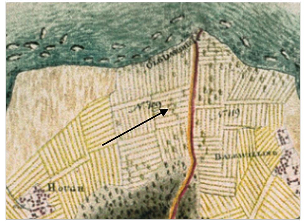 Extract from turnbull’s map of 1768 showing the location of