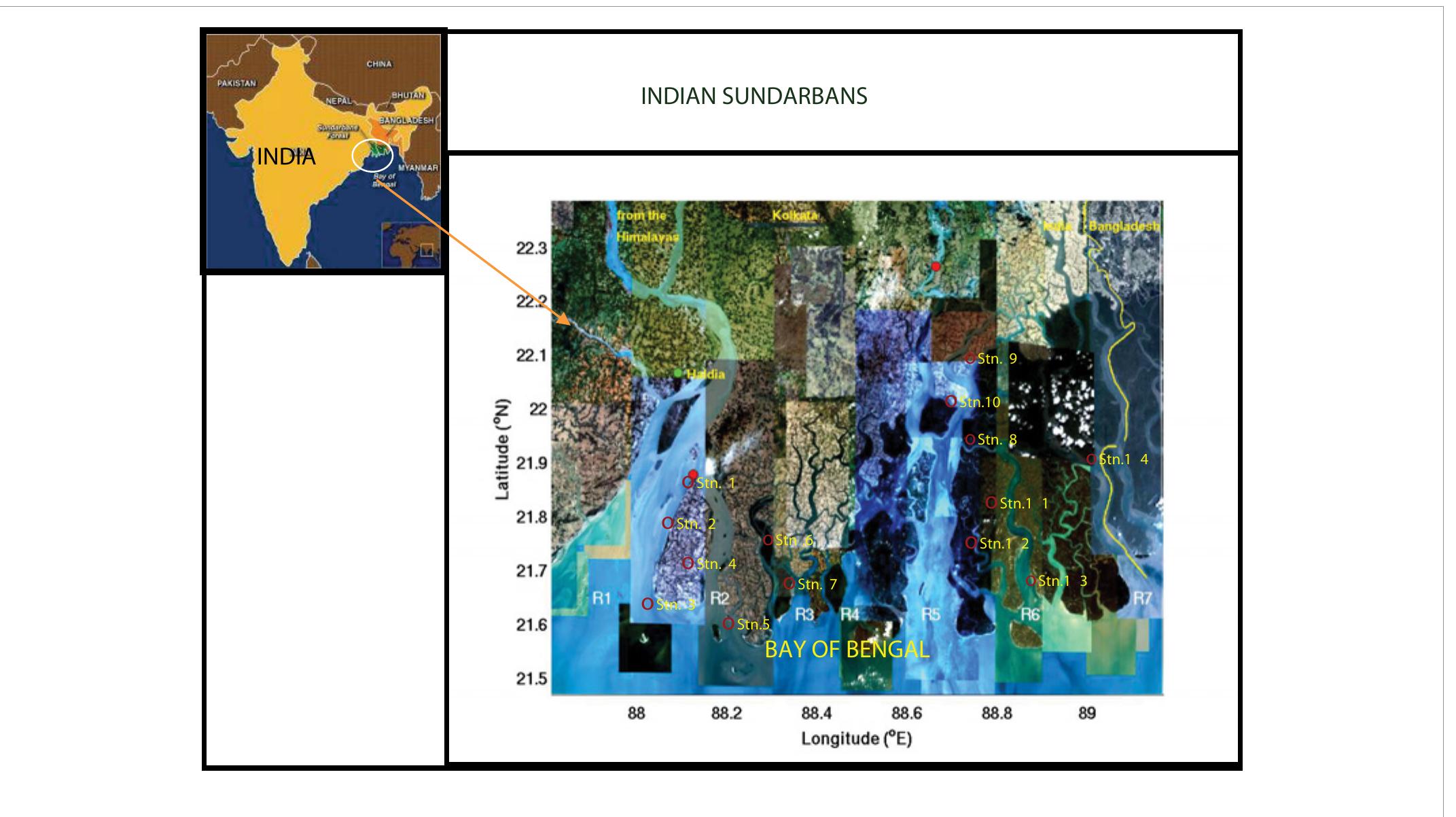 Map of the study region showing the sampling stations. r1 to