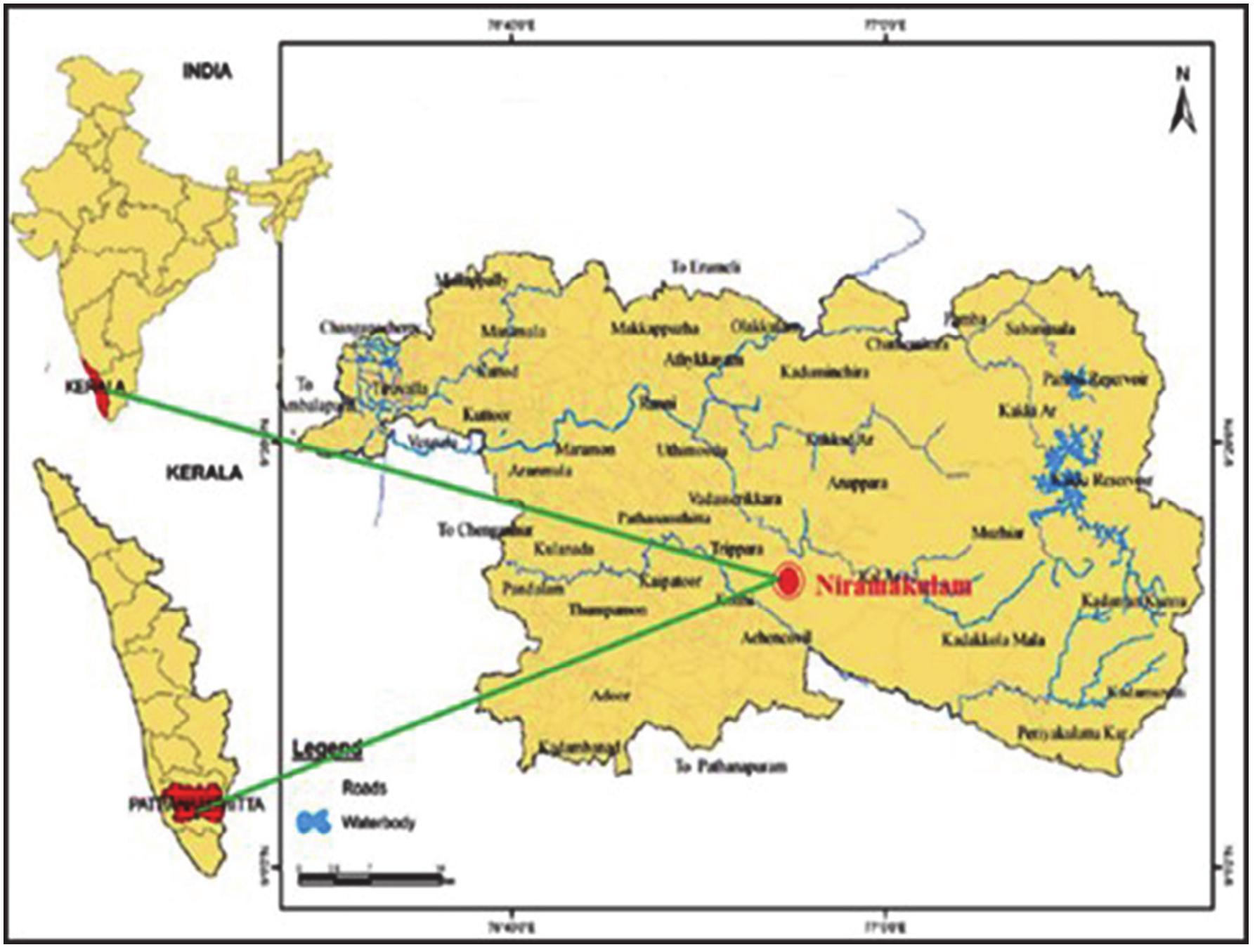 Location map of niramakulam (adapted: paul and george 2010)