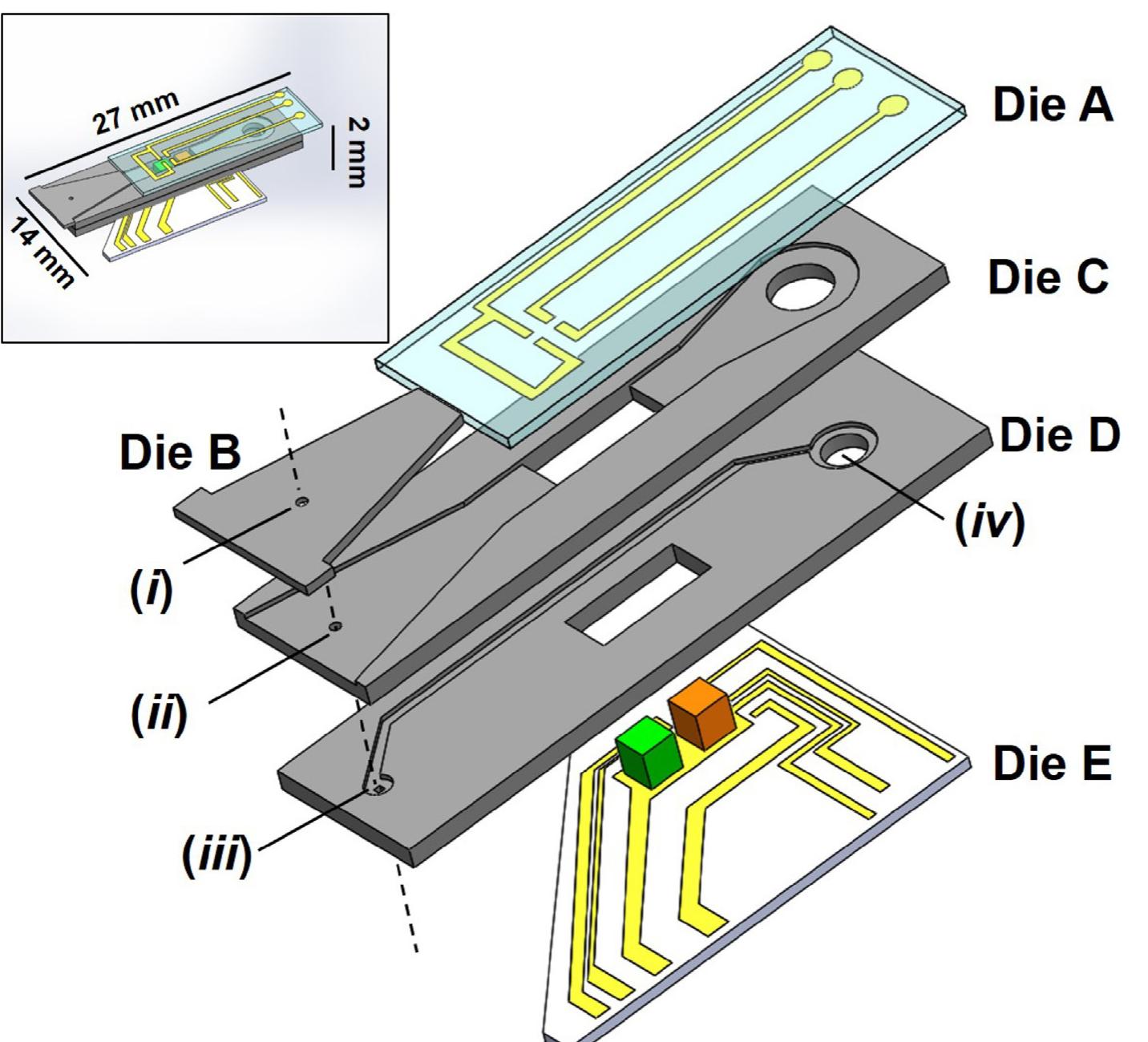 Exploded 3d cad model of the multi-wafer stacked structure