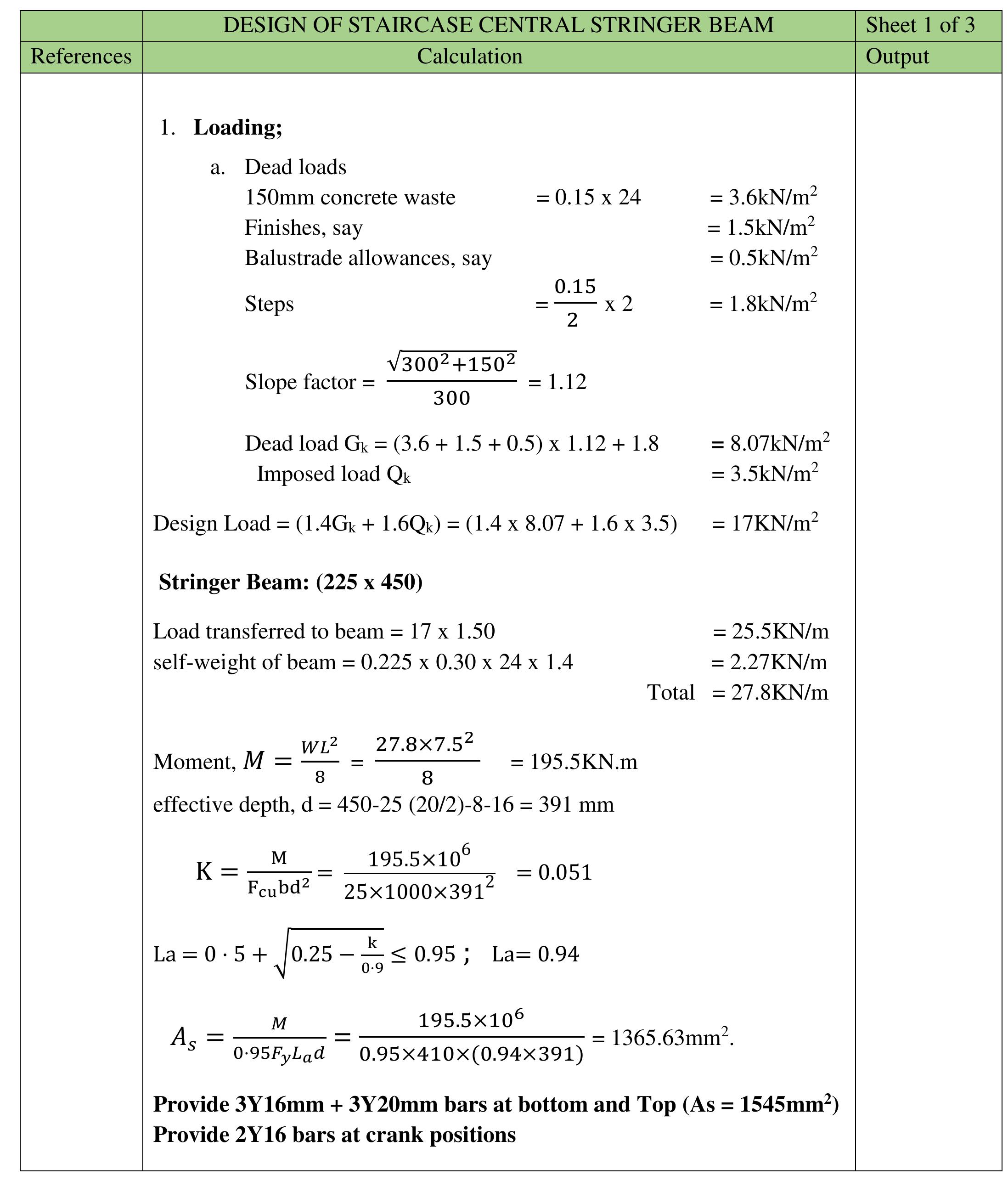 (PDF) DESIGN OF A STAIRCASE CENTRAL STRINGER BEAM TO BS8110-1:1997
