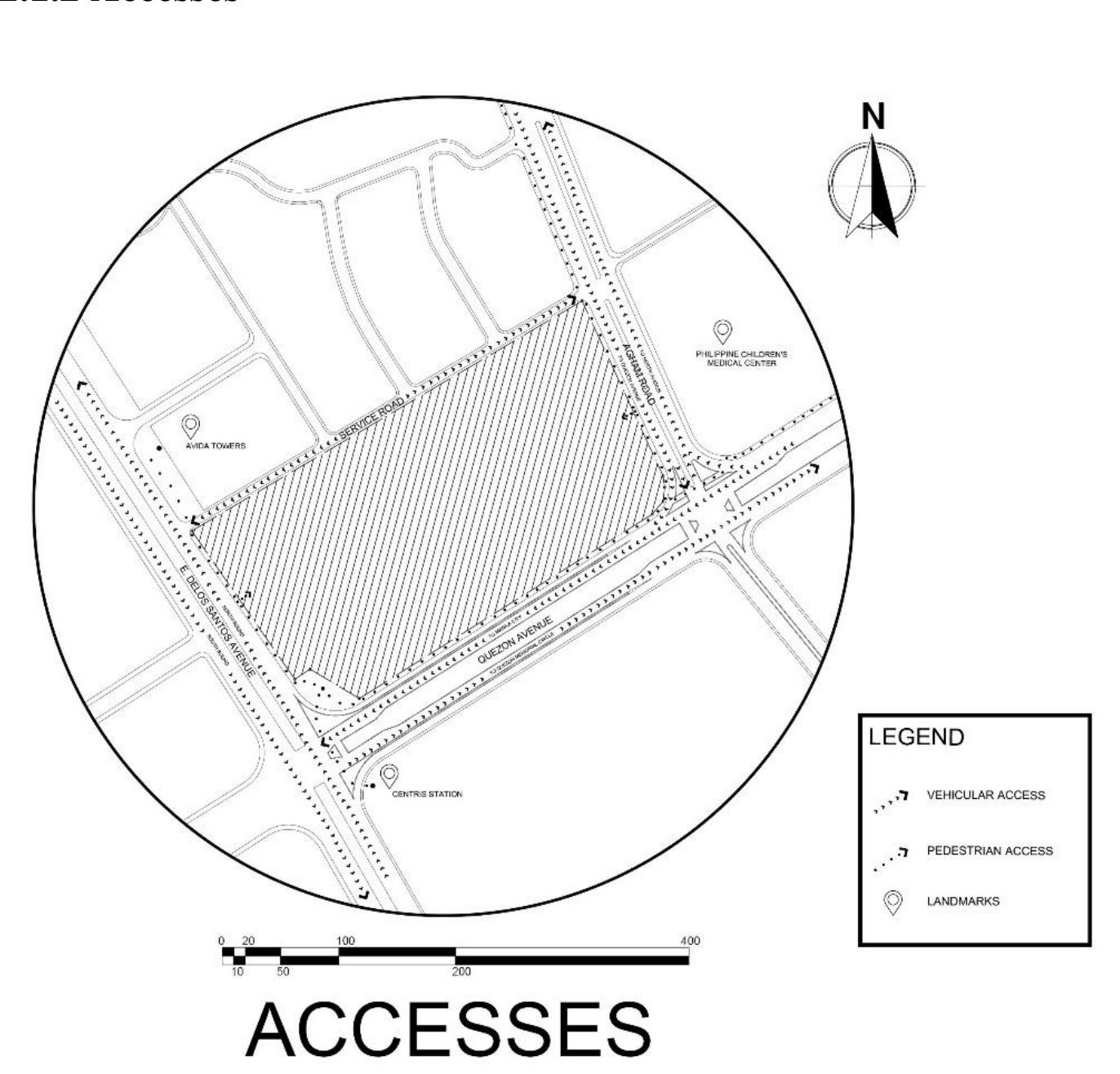 Access map for vehicular and pedestrian circulation
