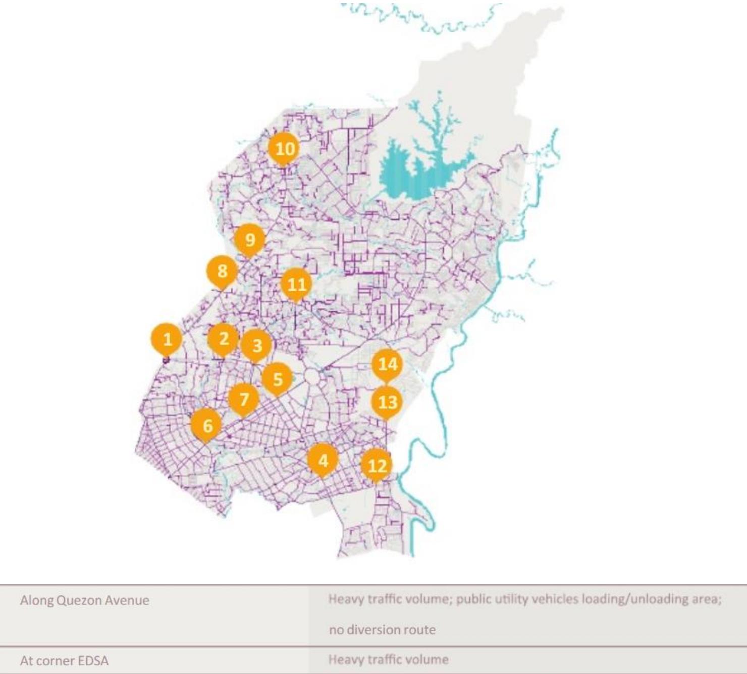 Traffic choke point map of quezon city; image retrieved from