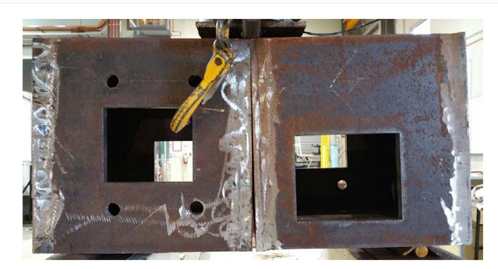 Observed gap between two brackets (7.89 mm) at 600 kn