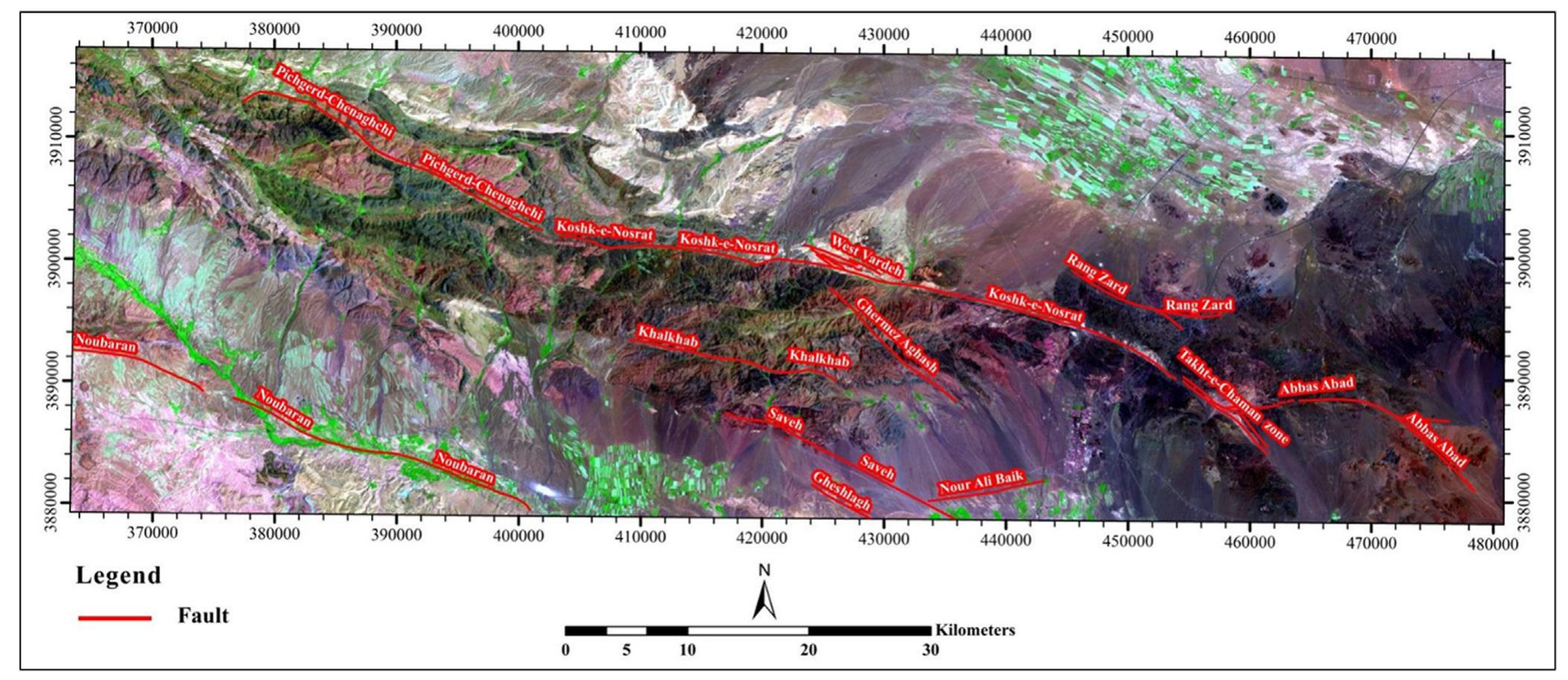 Simplified structural map of the saveh region, showing