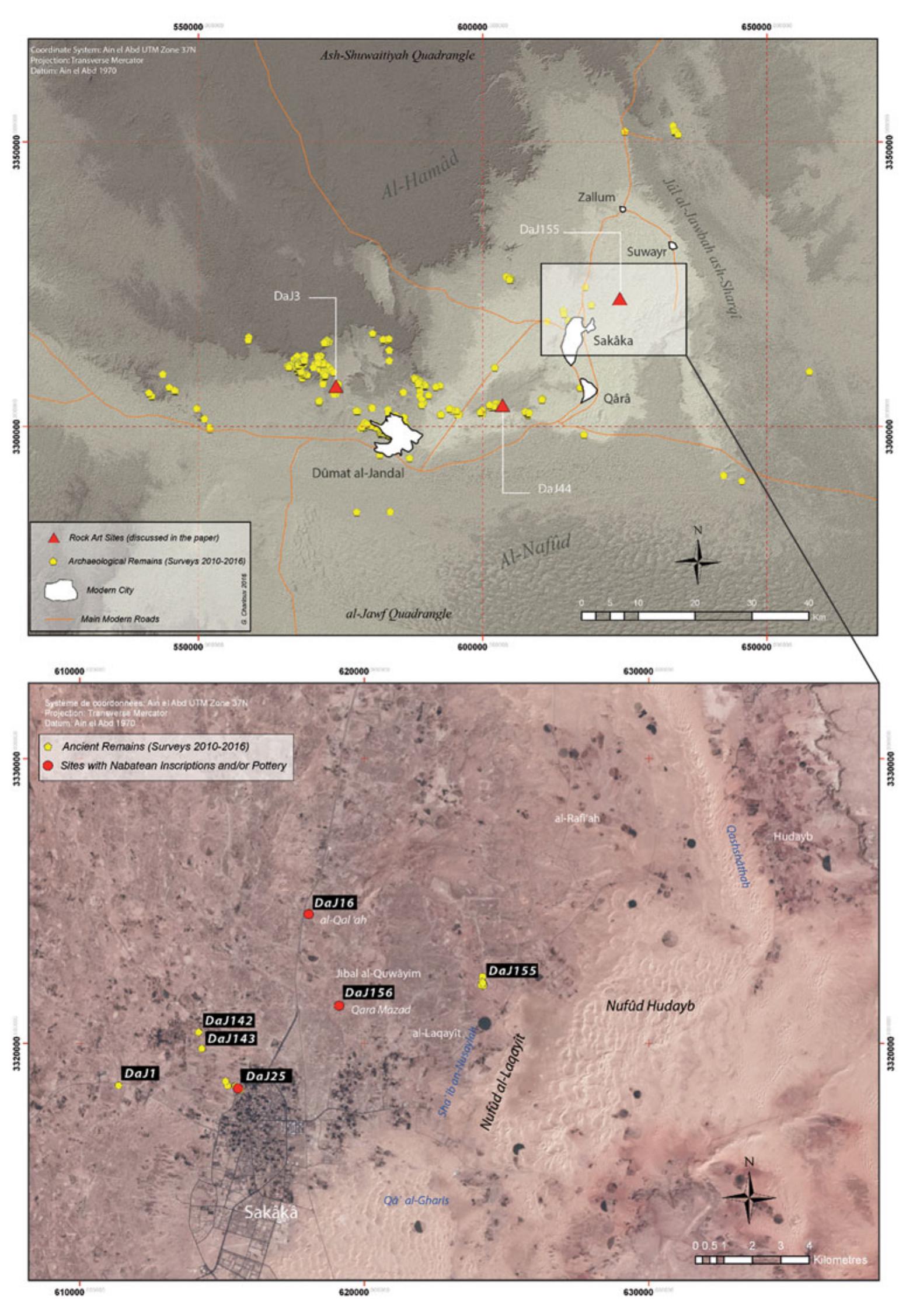 Maps with the locations of the camel site and other sites in