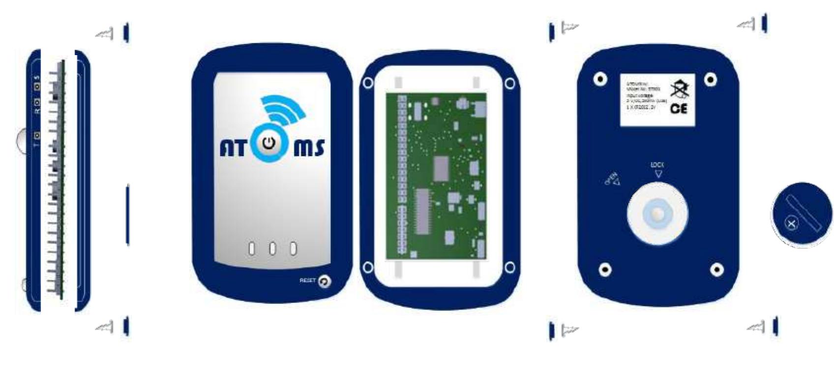 Exploded view of sensor-cluster microcontroller device