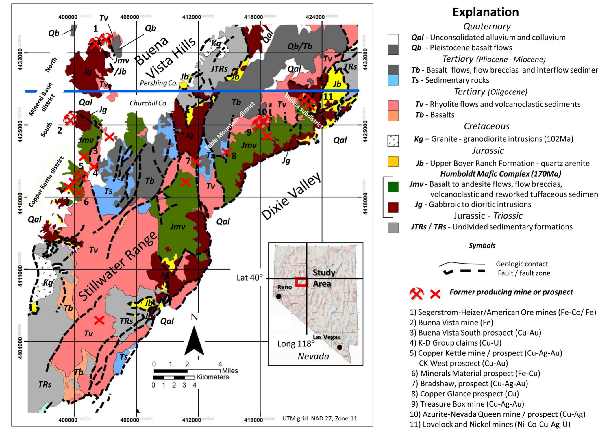 Regional geologic map of the stillwater range showing the