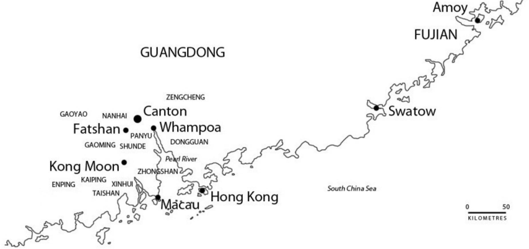 Map 1 map of guangdong and fujian showing areas of origin of