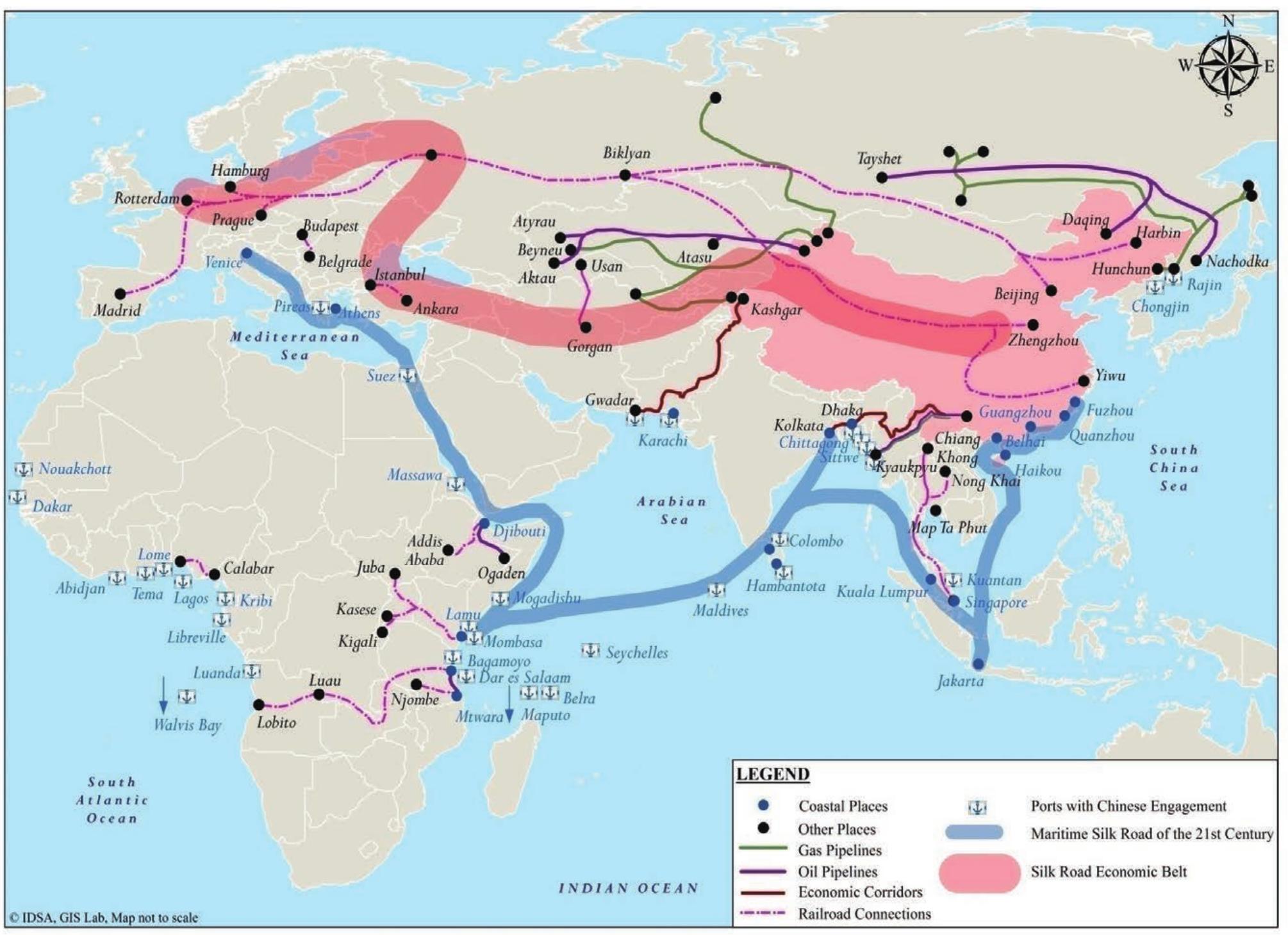 Map-lll belt and road initiative (oil, gas pipelines and