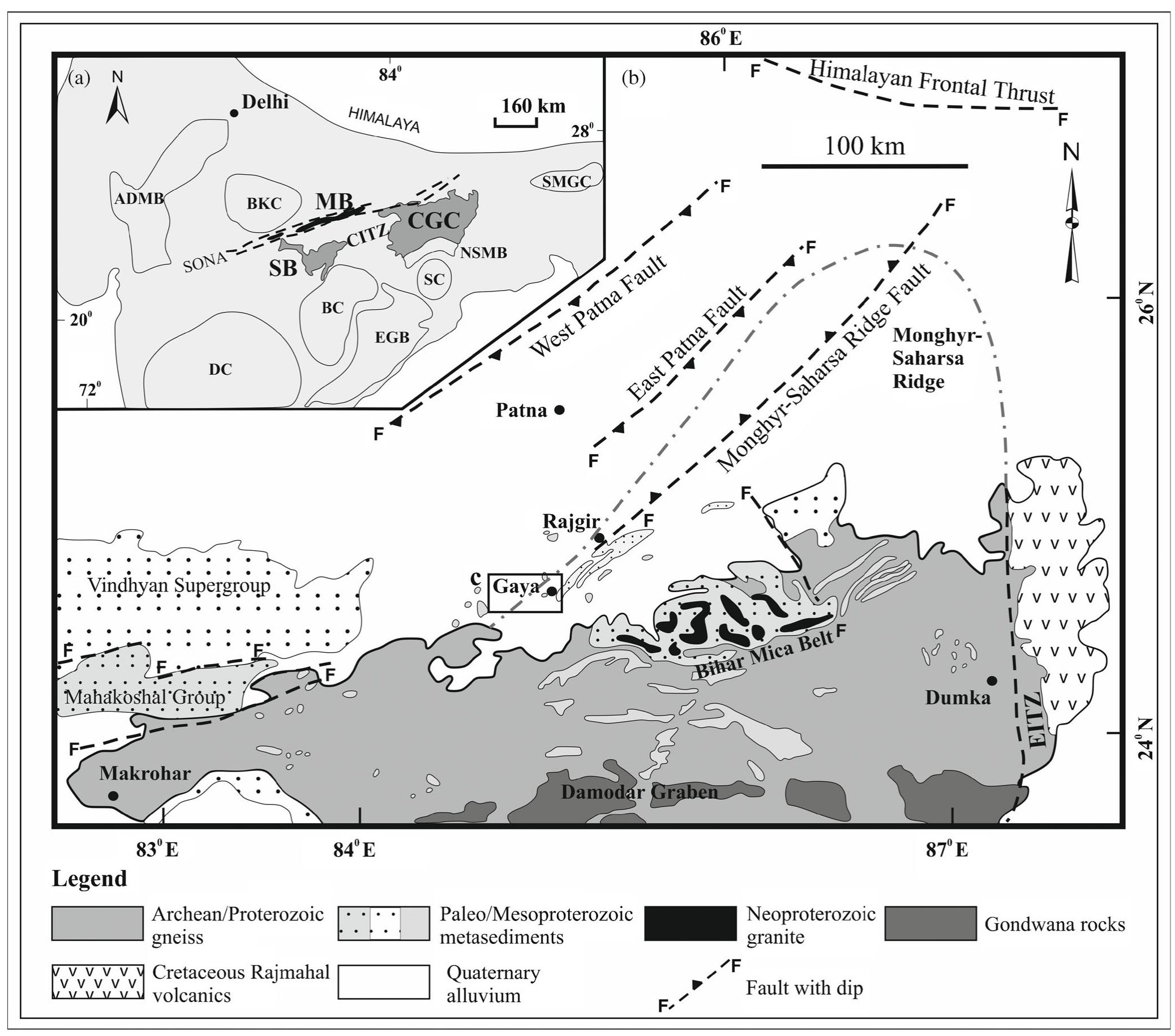 (a) outline map of india showing the location of different
