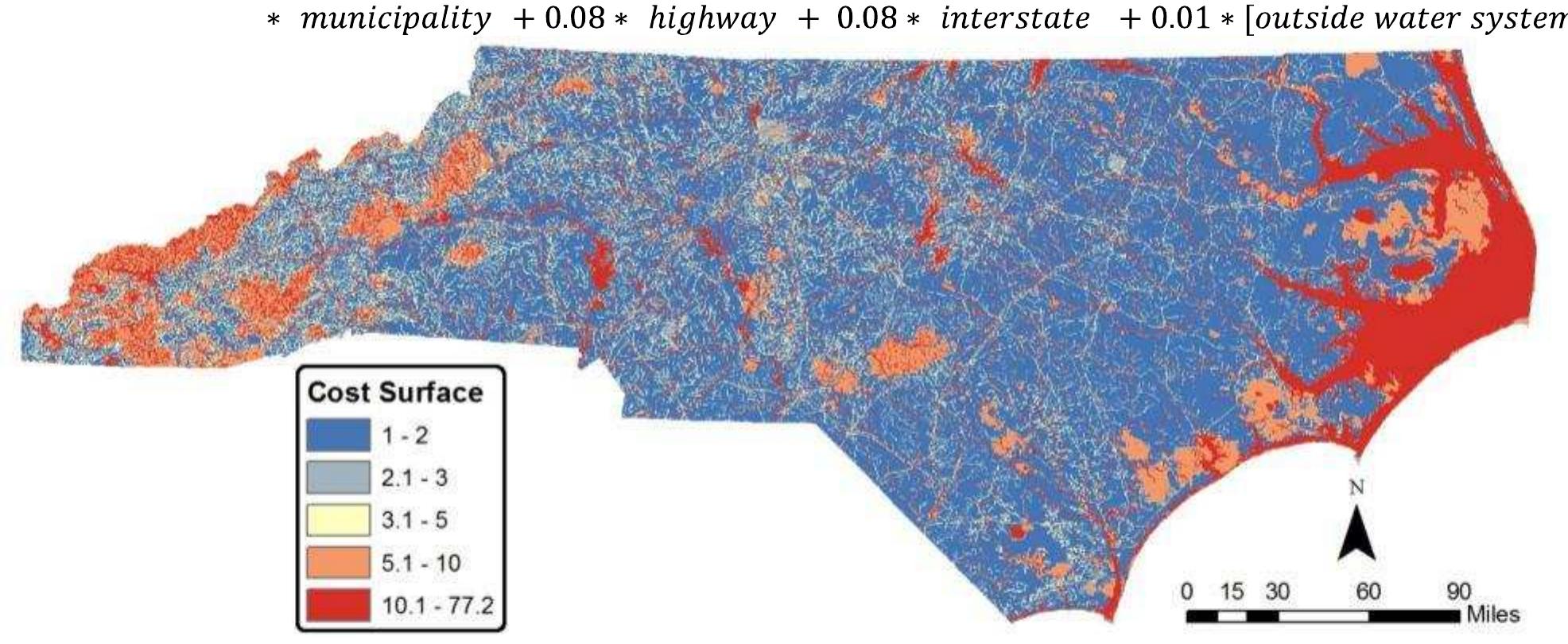 3: cost surface raster used in path analysis