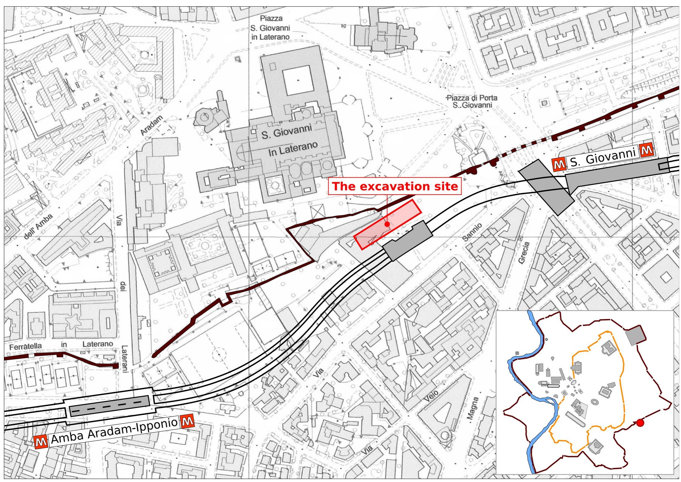 The archaeological site. the map shows the site of the