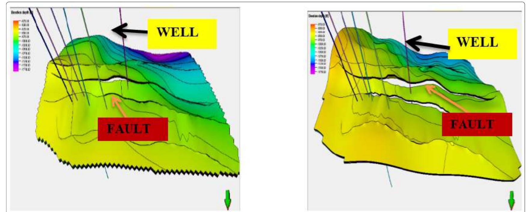 (a) fault model of reservoir f (b) fault model of reservoir