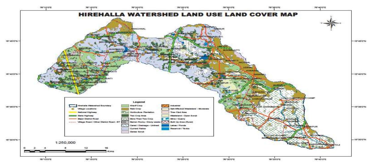 Land use and land cover map of hirehalla watershed of koppal