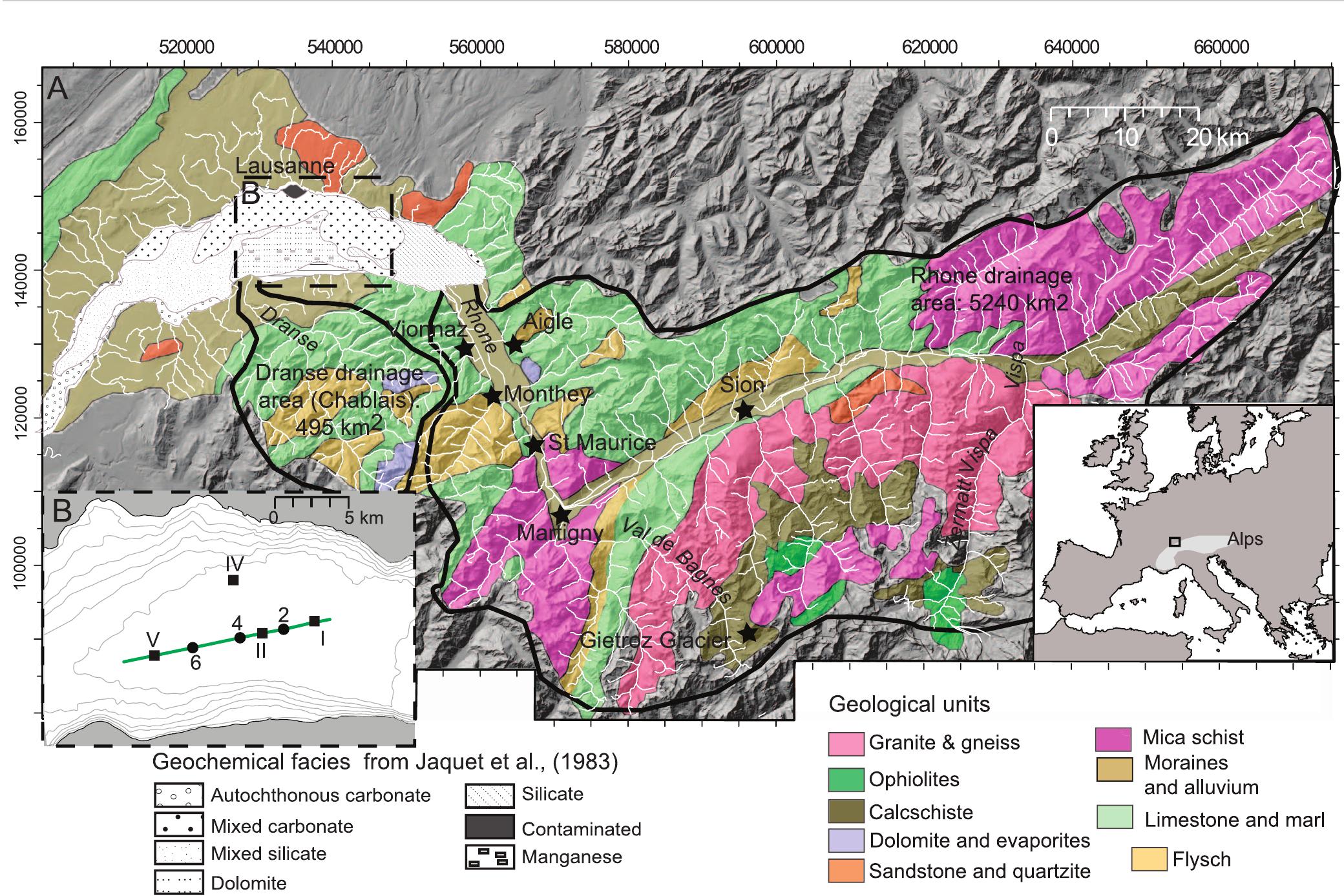Fic. 1.—a) simplified geological map of lake geneva region