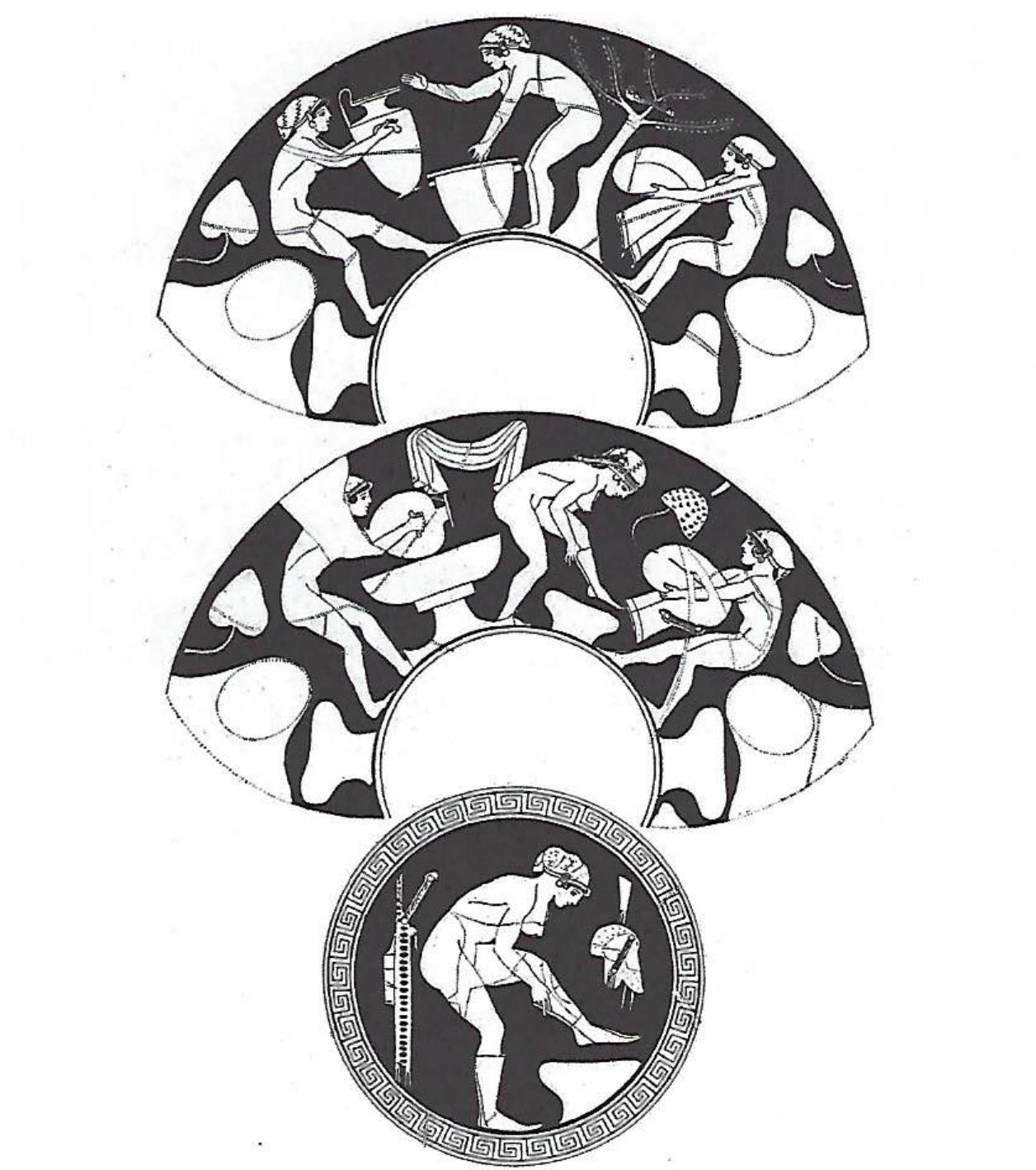 Women bathing indoors and out. cup attributed to the boot