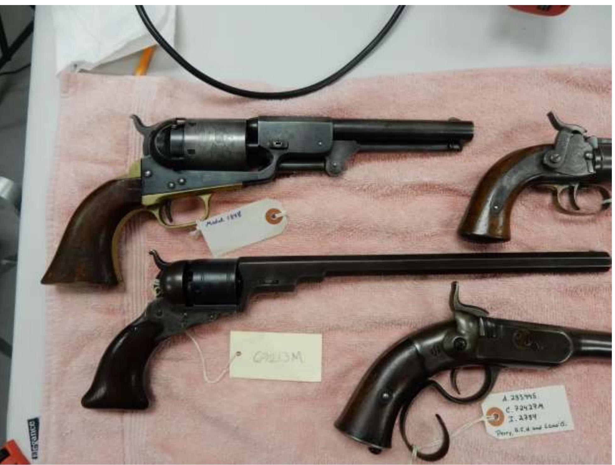 A colt walker model 1848 revolver and a colt patterson