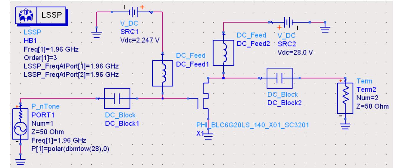 Test setup for large-signal s-parameter tests of nxp’s