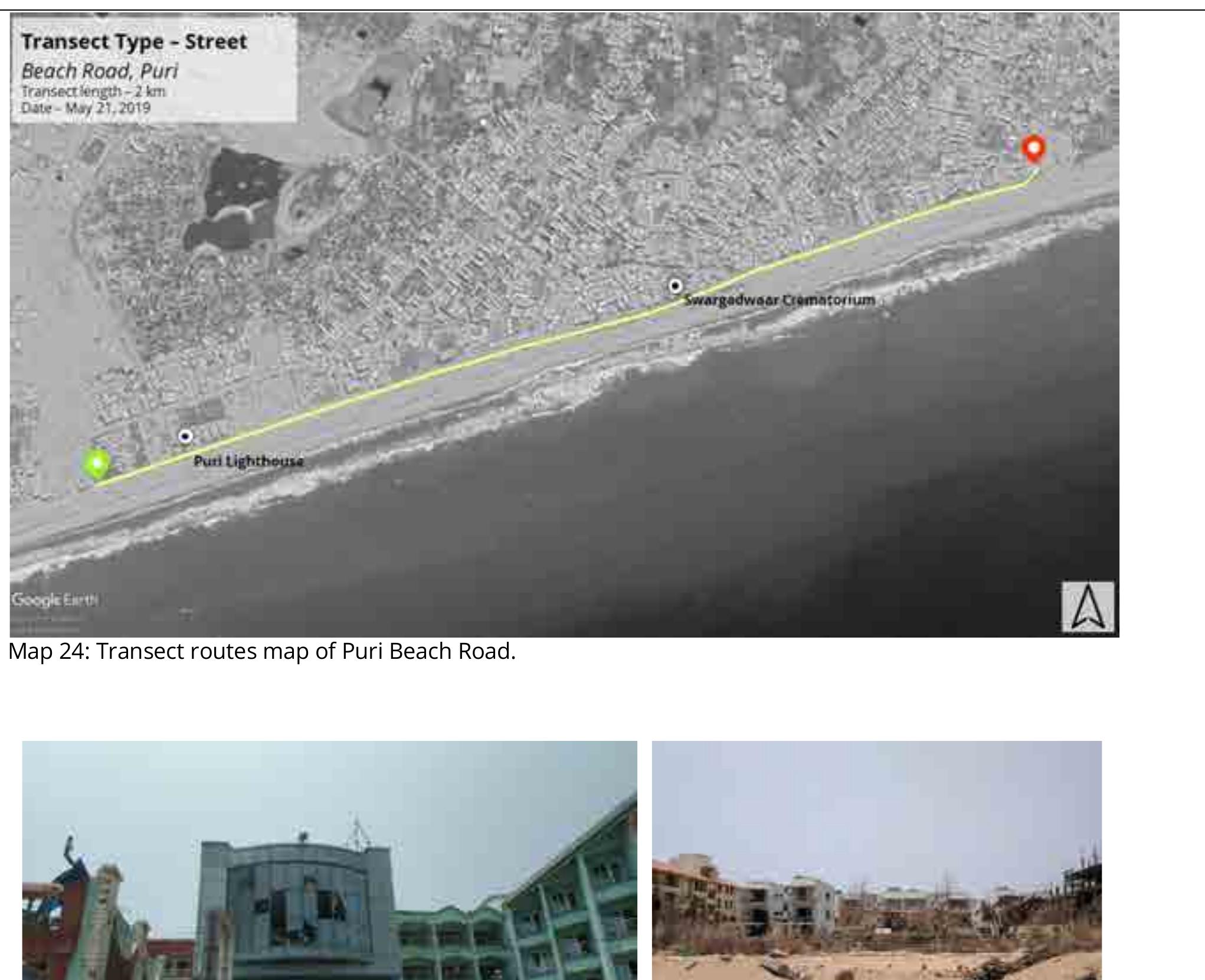 Map 24: transect routes map of puri beach road.
