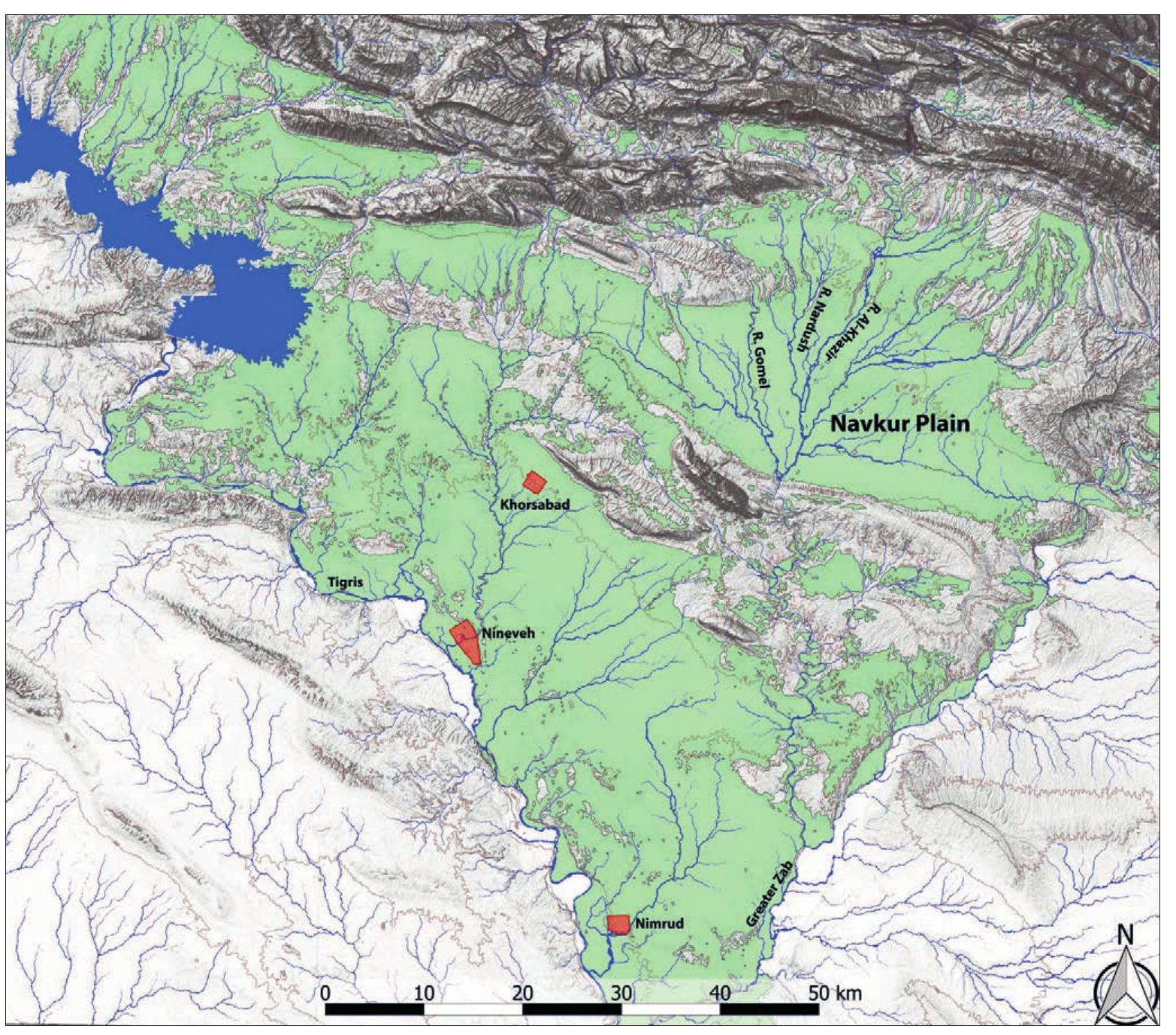Natural hydrography map of the ‘assyrian triangle’ and