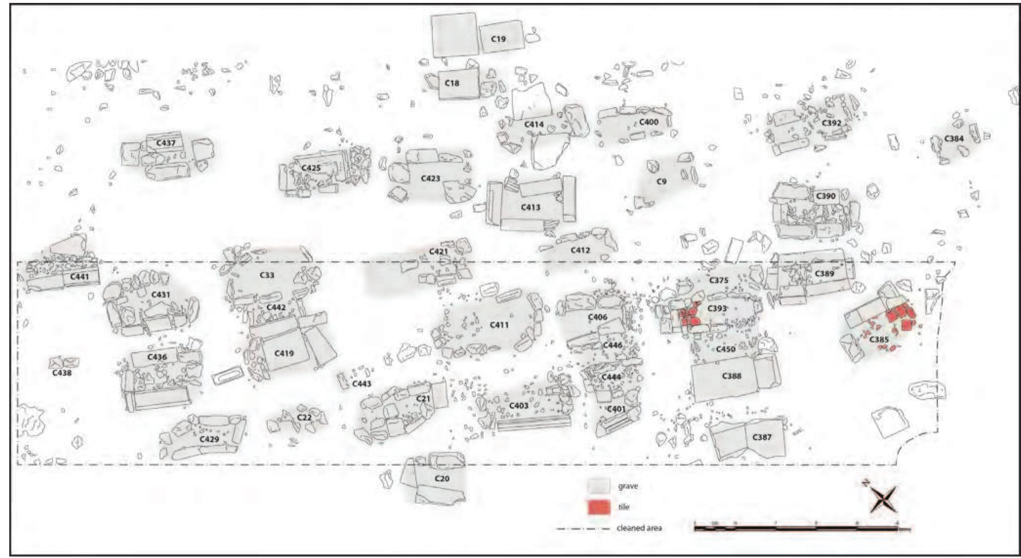 13. hierapolis, north-east necropolis. plan of part of the