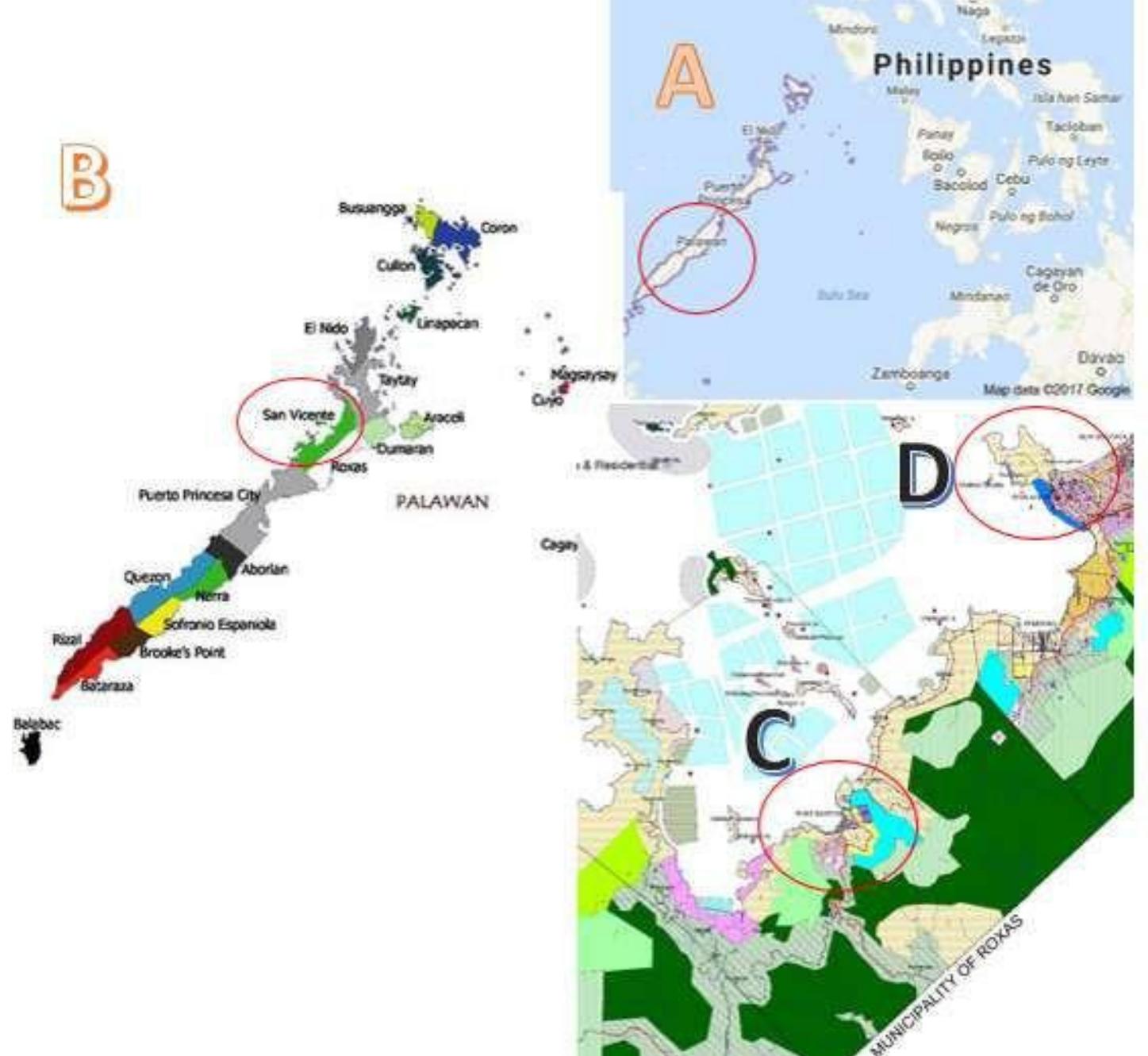 Map of the philippines showing the palawan (a), map of