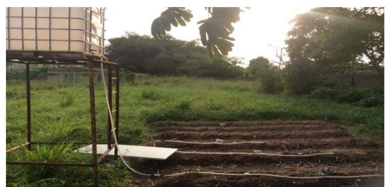 . water reservoir tank of capacity 1000 liters elevated on a