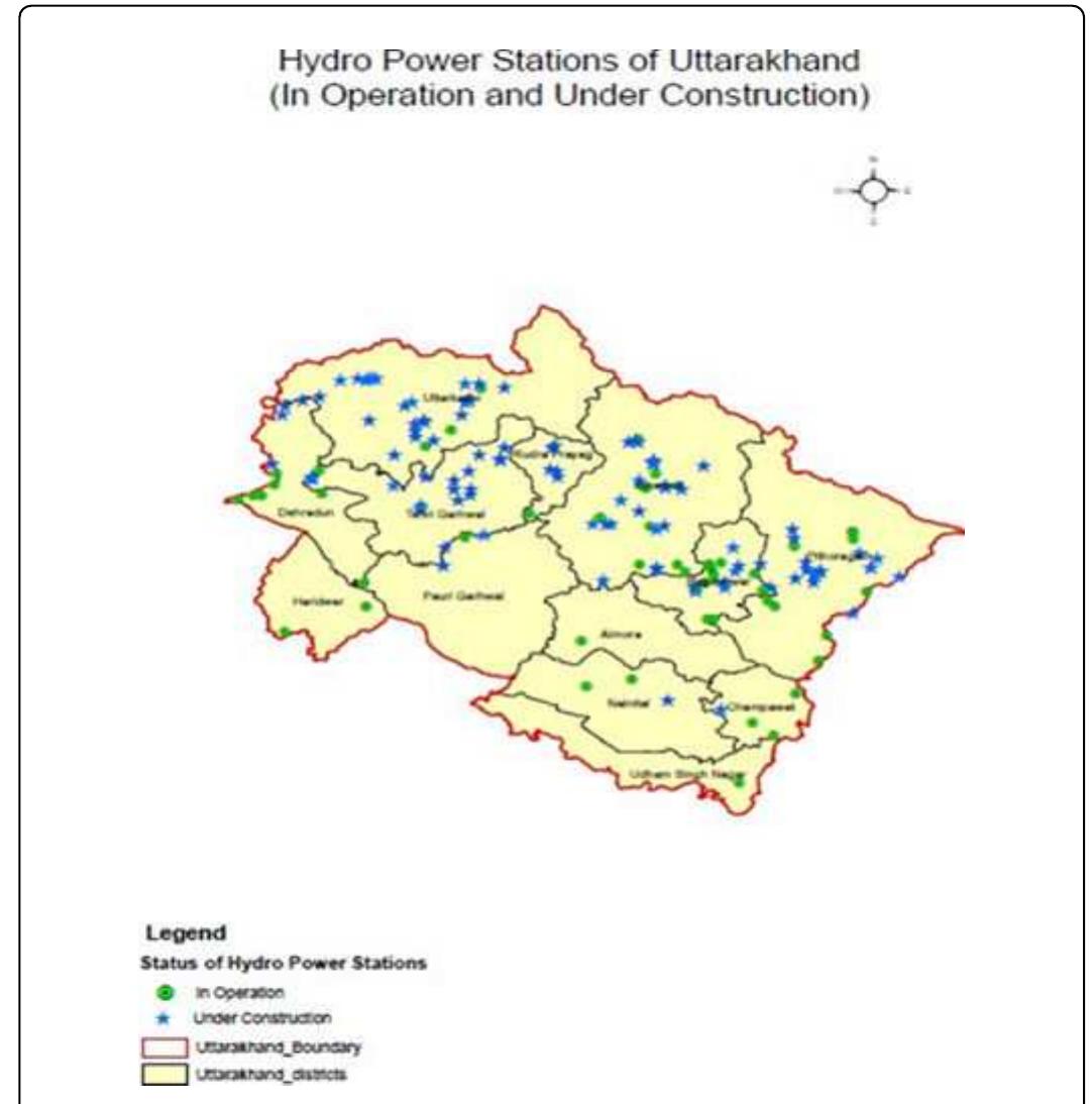 Map of hydro power stations (in operation and under