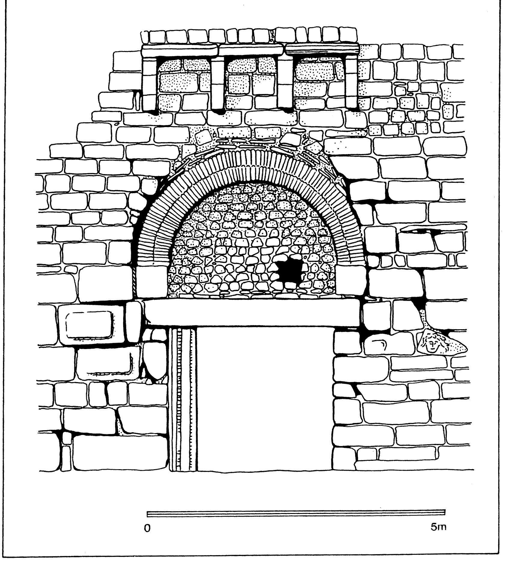 Facade of outer west gate, zindan kalesi. the byzantine