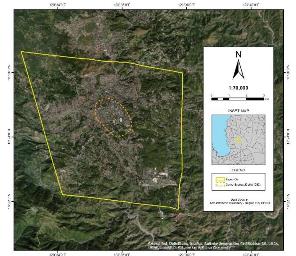 Map of baguio city in northern luzon, philippines three