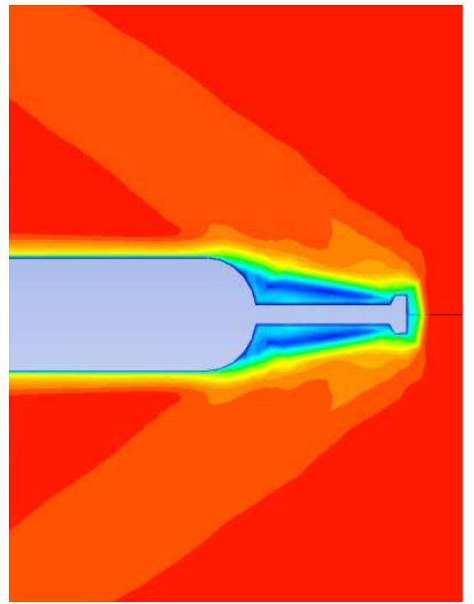 Velocity profile of an aerospike blunt nose configuration.